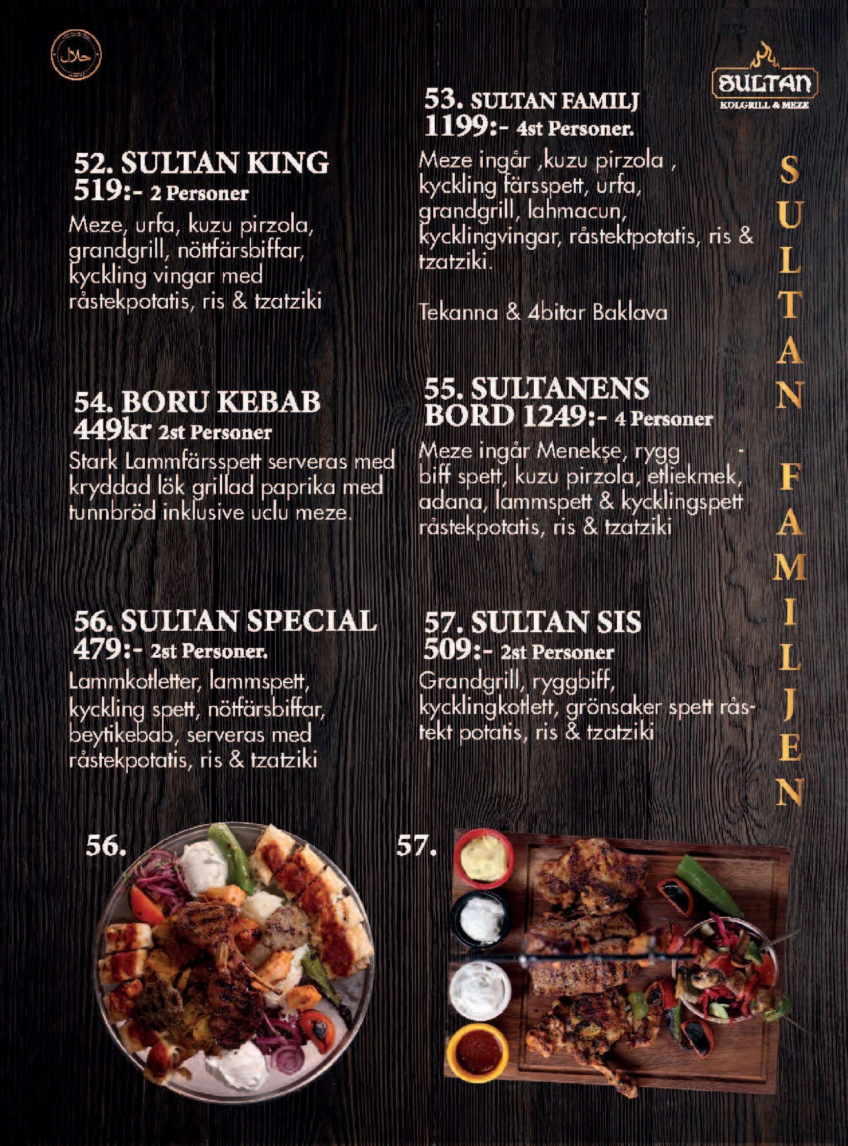 Sultan Palace Kol Grill - vi har menyn!Restomenyer.se